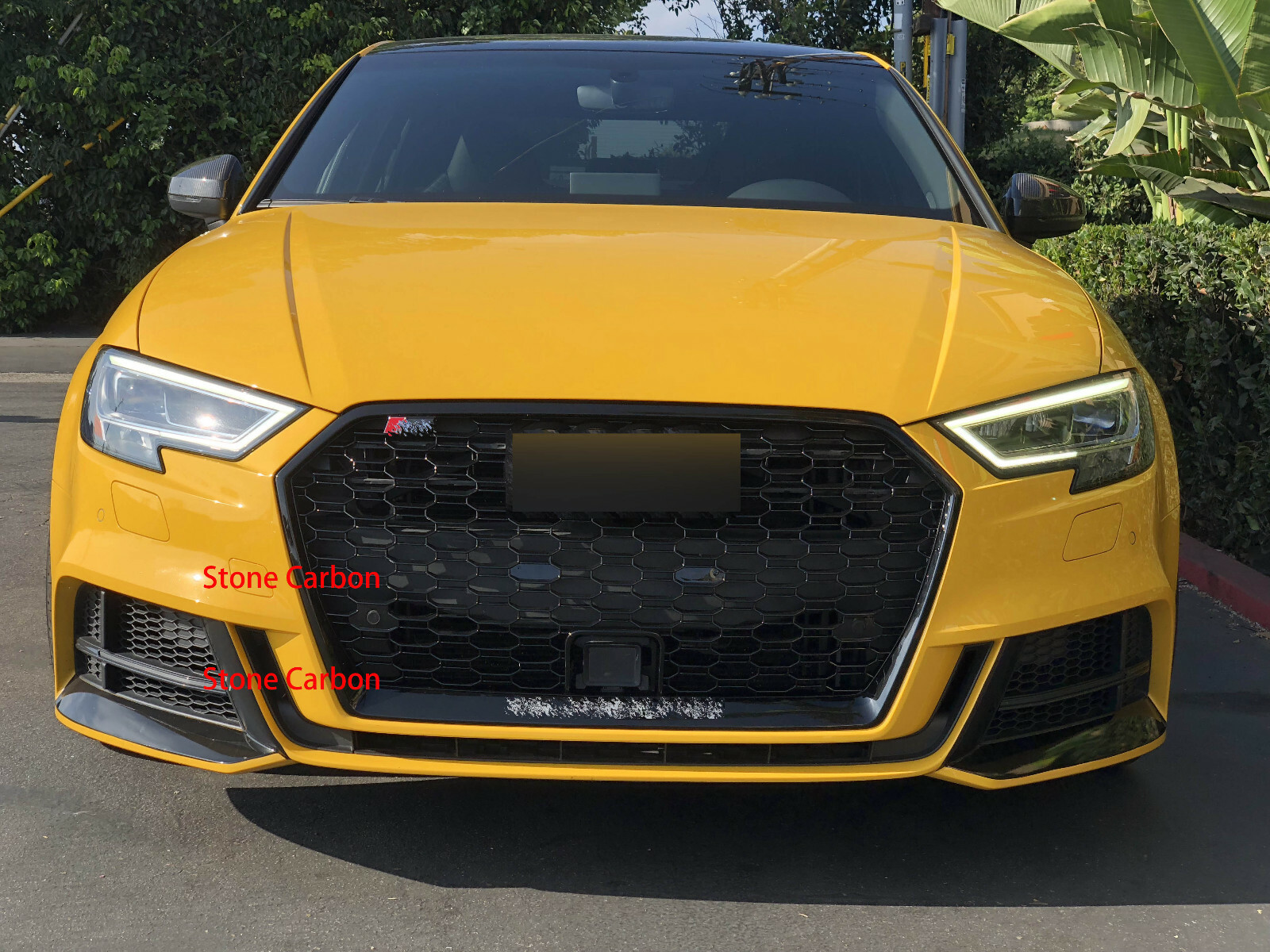 RS3 Honeycomb Grille Black ACC Grill Chrome Rings For 2017 17 18 19 ...