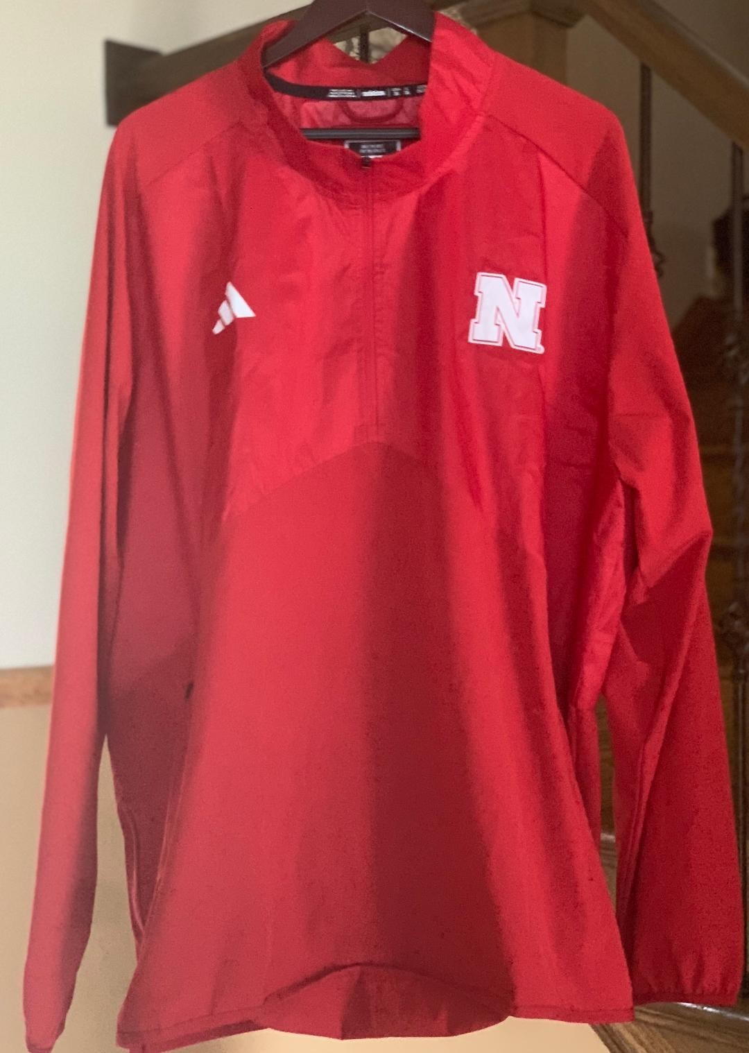Nebraska Huskers Jacket 2XL XXL Red Adidas 1/4 Zip Pullover Windbreaker ...