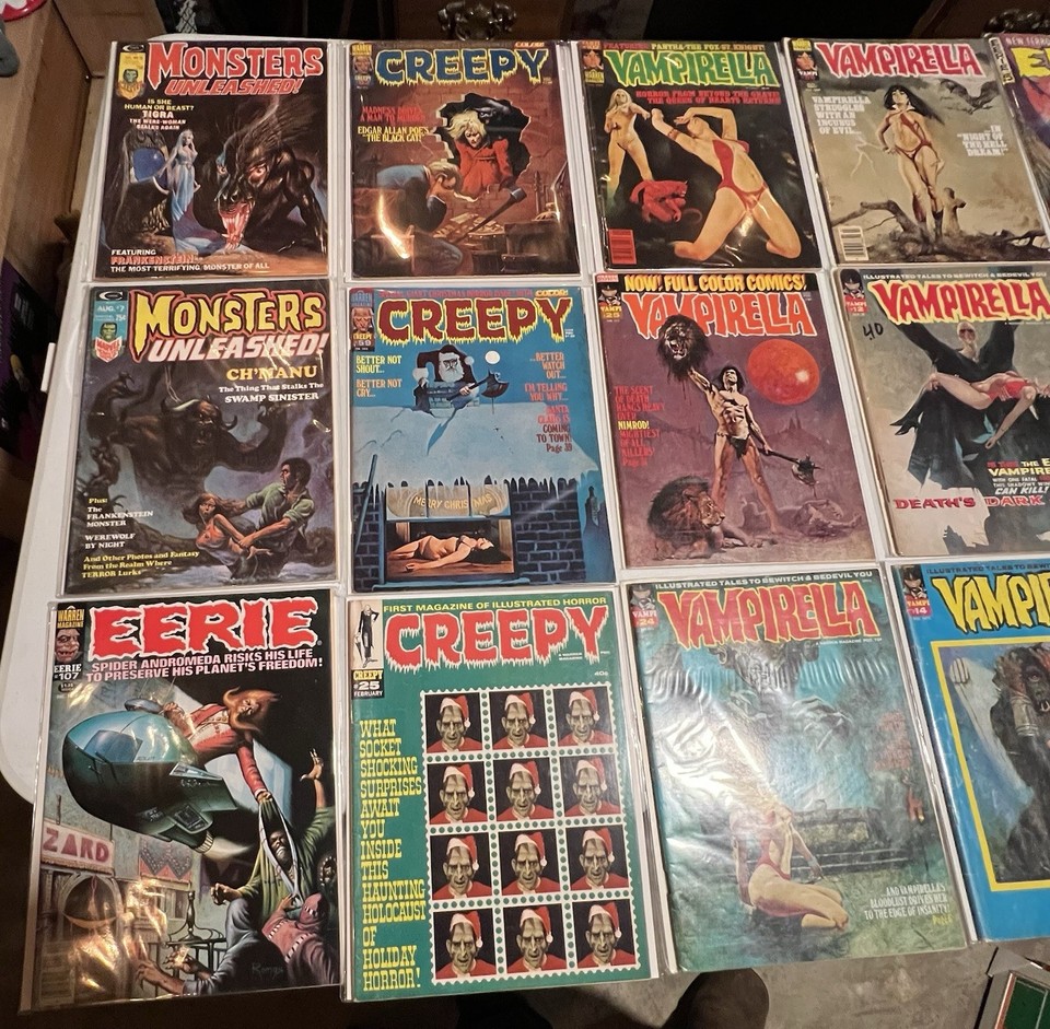 Lot of 56 Vintage Horror MAGAZINES Vampirella Monsters Unleashed Eerie ...