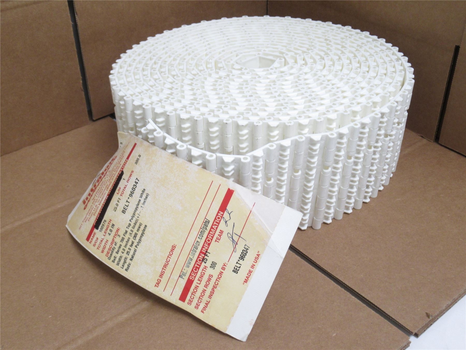 234781 Old-Stock Intralox S700-4-25 Conveyor Belt 4" Wide ' Long White ...