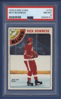 1978-79 O-PEE-CHEE #173 RICK BOWNESS PSA 8 NM-MT St. Louis Blues VERY ...