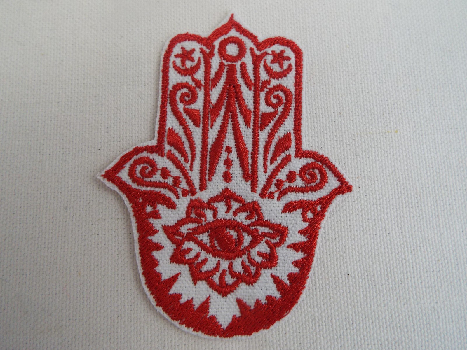 Red Hamsa Hand Embroidered Iron On Patch | eBay