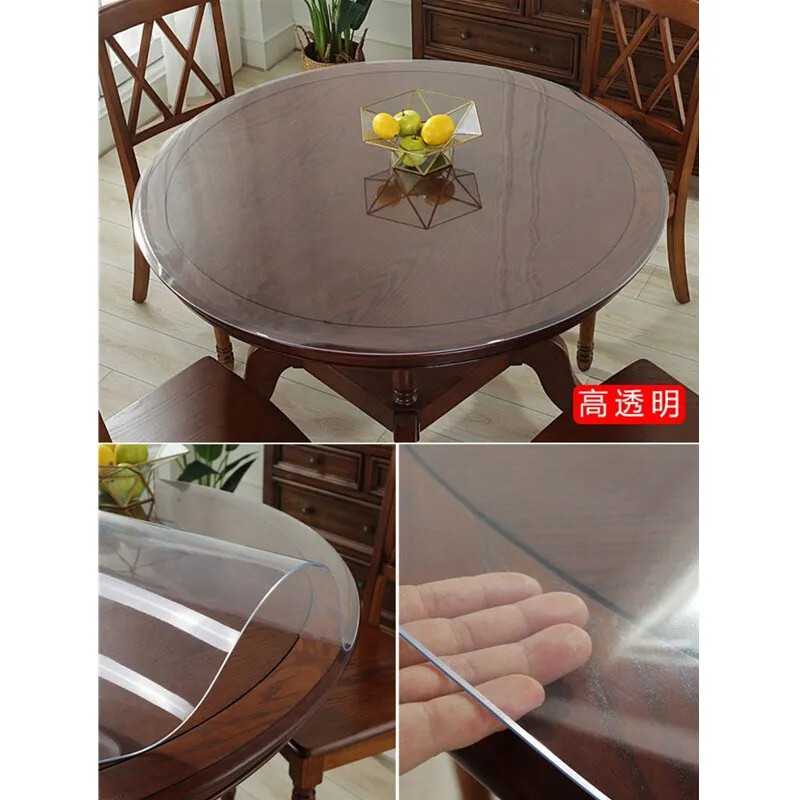 Round PVC Tablecloth, Oil-proof, Glass Soft Cloth, Table Cover ...