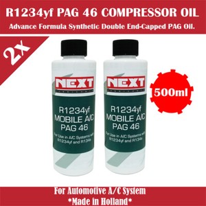 2x 250ml AUTOMOTIVE AIRCON A/C R1234YF PAG46 SYNTHETIC COMPRESSOR OIL ...