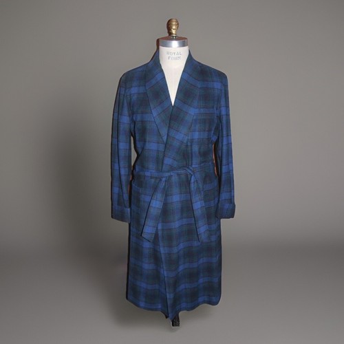 Vintage Pendleton 100% Wool Robe Men's Large Blue Plaid Belted READ ...