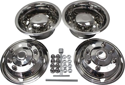 19.5" 8 LUG Stainless Dually Wheel Simulators For FORD F650 2004-2021 ...