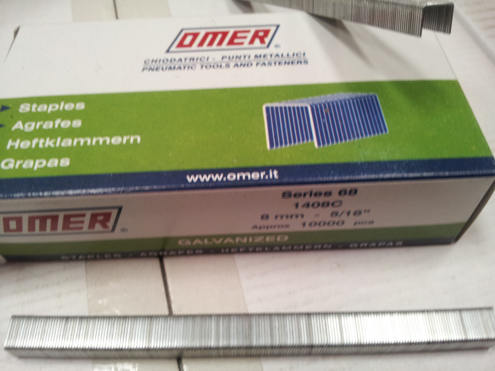 Omer 68 Series Staples, 23 Gauge, Galvanised, lengths 4mm - 14mm. Fit ...