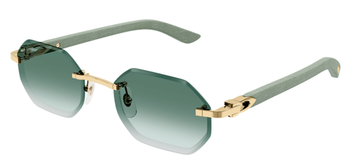 Cartier CT0439S 004 Gold Sunglasses Green Wood Rimless New Authentic | eBay