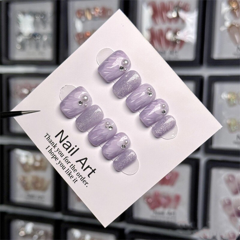 Taro Nail Artificial purple Manicure Wearable Nails Reusable Nails ...