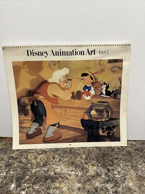 Vintage 1985 Walt Disney Animation Art Calendar, Geppetto Pinocchio ...