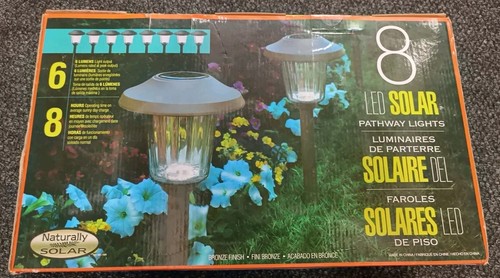 Naturally Solar 8 LED Solar Pathway Lights Landscape Bronze Finish 6 ...