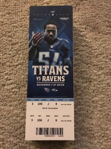2017 TENNESSEE TITANS VS BALTIMORE RAVENS NFL TICKET STUB 11/5 | eBay