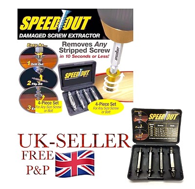 Speed Out Screw Extractor Drill Bits Tool Set Broken Damaged Bolt ...