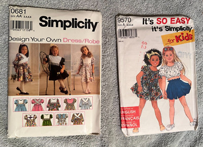 2 Simplicity Patterns ~ 0681 & 9570 ~ Size 3-6 ~ ~ ~ ~ ~ Listing MP 55 ...
