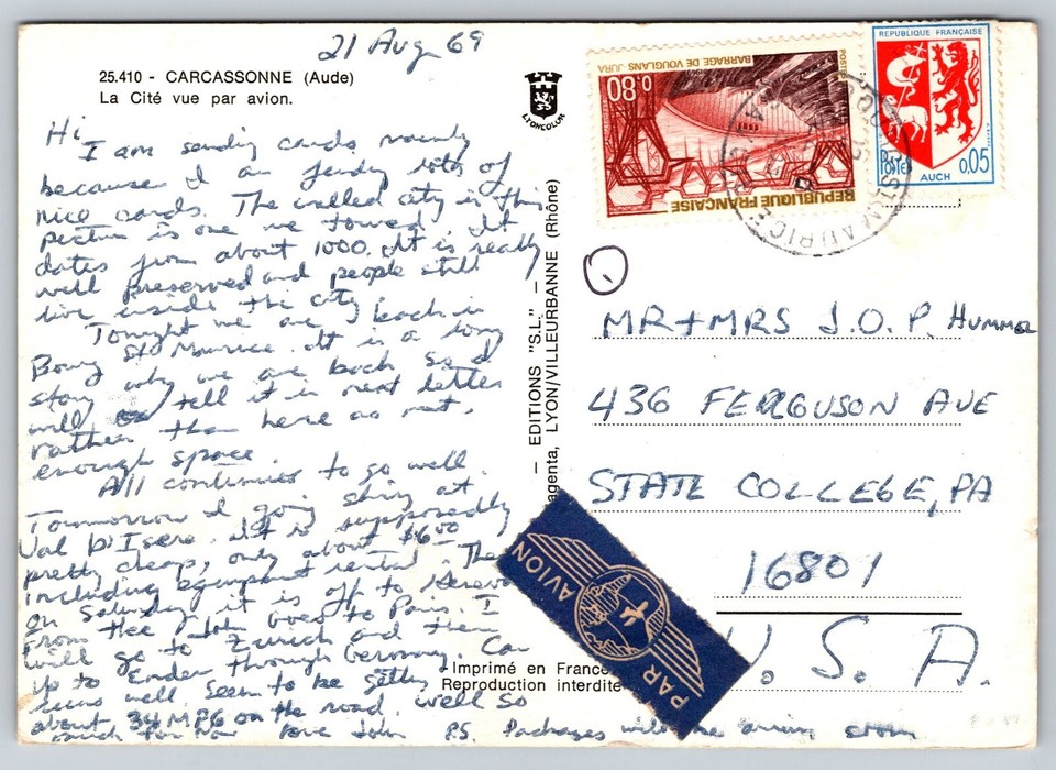 Postcard Carcassonne (Aude) La Cite vue par avion France | eBay