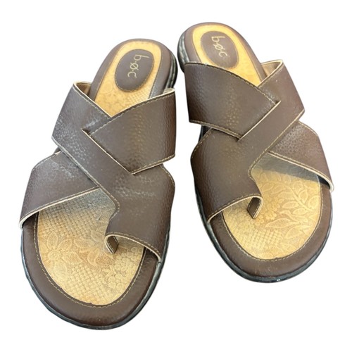 B.O.C Born Womens Dark Brown Leather Toe Loop Strap Sandals 10M | eBay