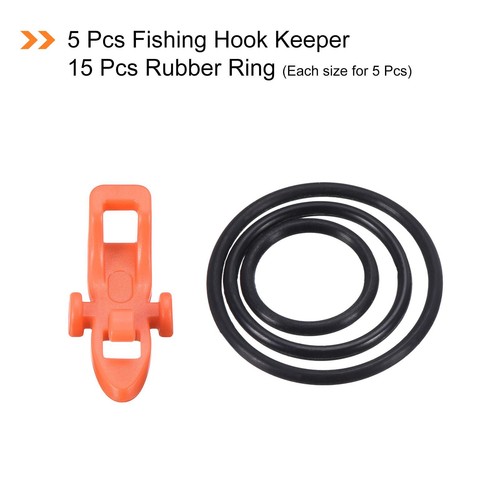 5 Pcs Plastic Fishing Hook Keeper Lure Holder with 3 Size Rubber Rings ...