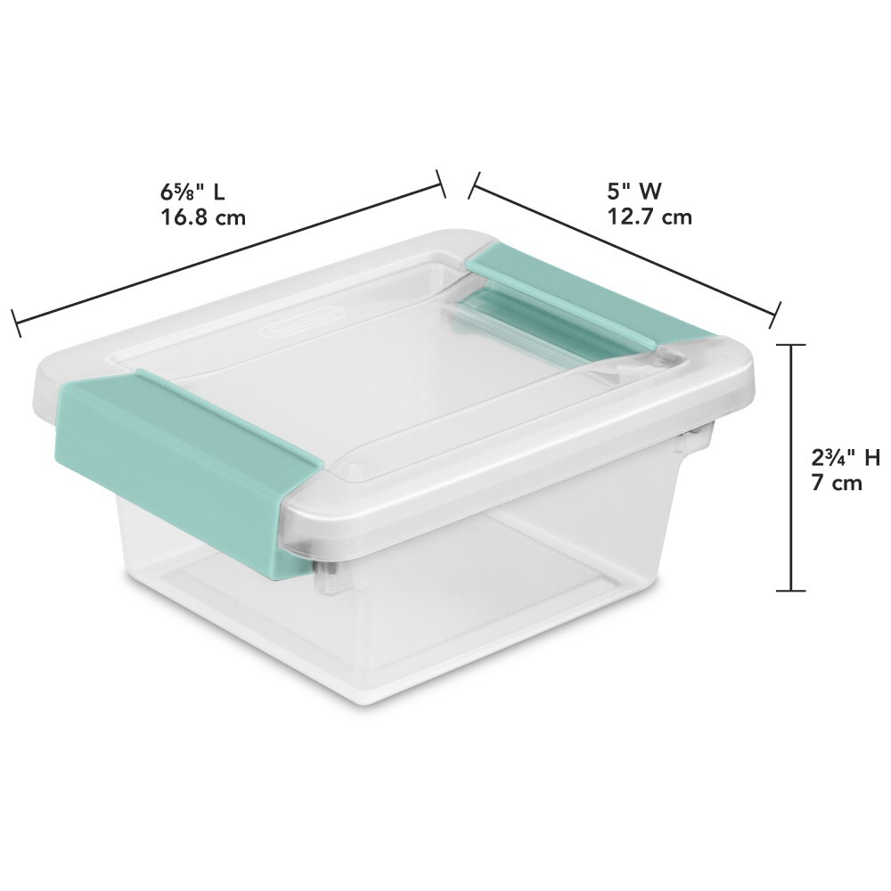 Sterilite Mini Small Plastic Clip Box Storage Container 1969 Clear Aqua ...