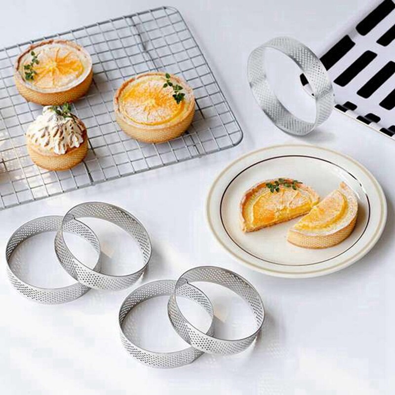 20Pcs Circular Tart Rings with Holes Stainless Steel Fruit Pie Quiches ...