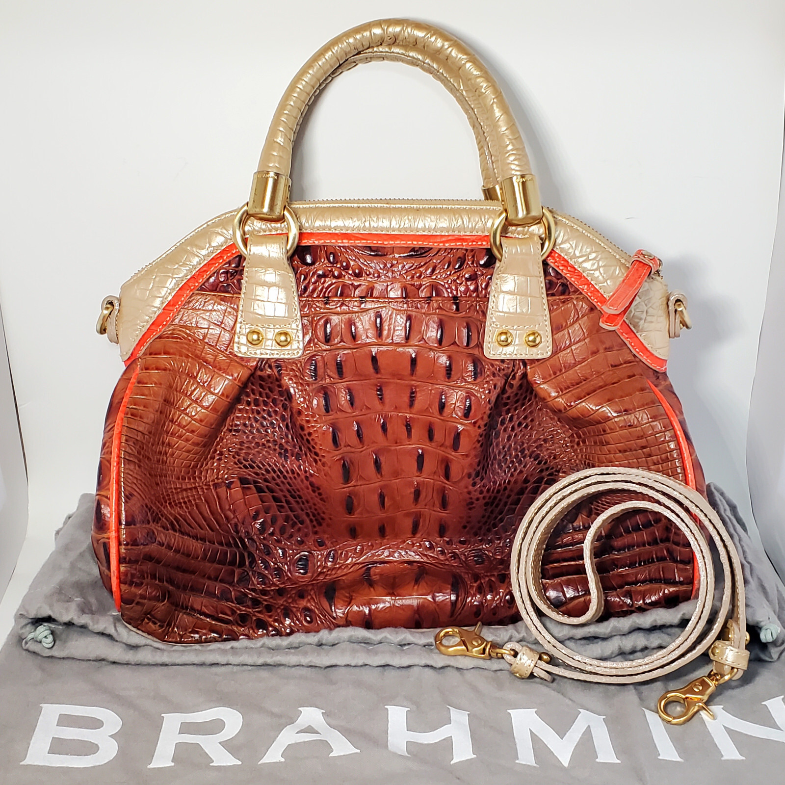 Brahmin Lisa Prosecco Tri Color Crocodile Embossed Le… - Gem
