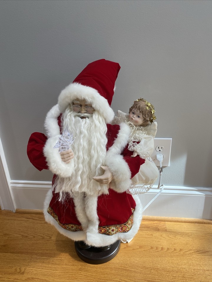 Santa’s Best Animated 30” Porcelain Santa Figuring With Angel 1996 | eBay