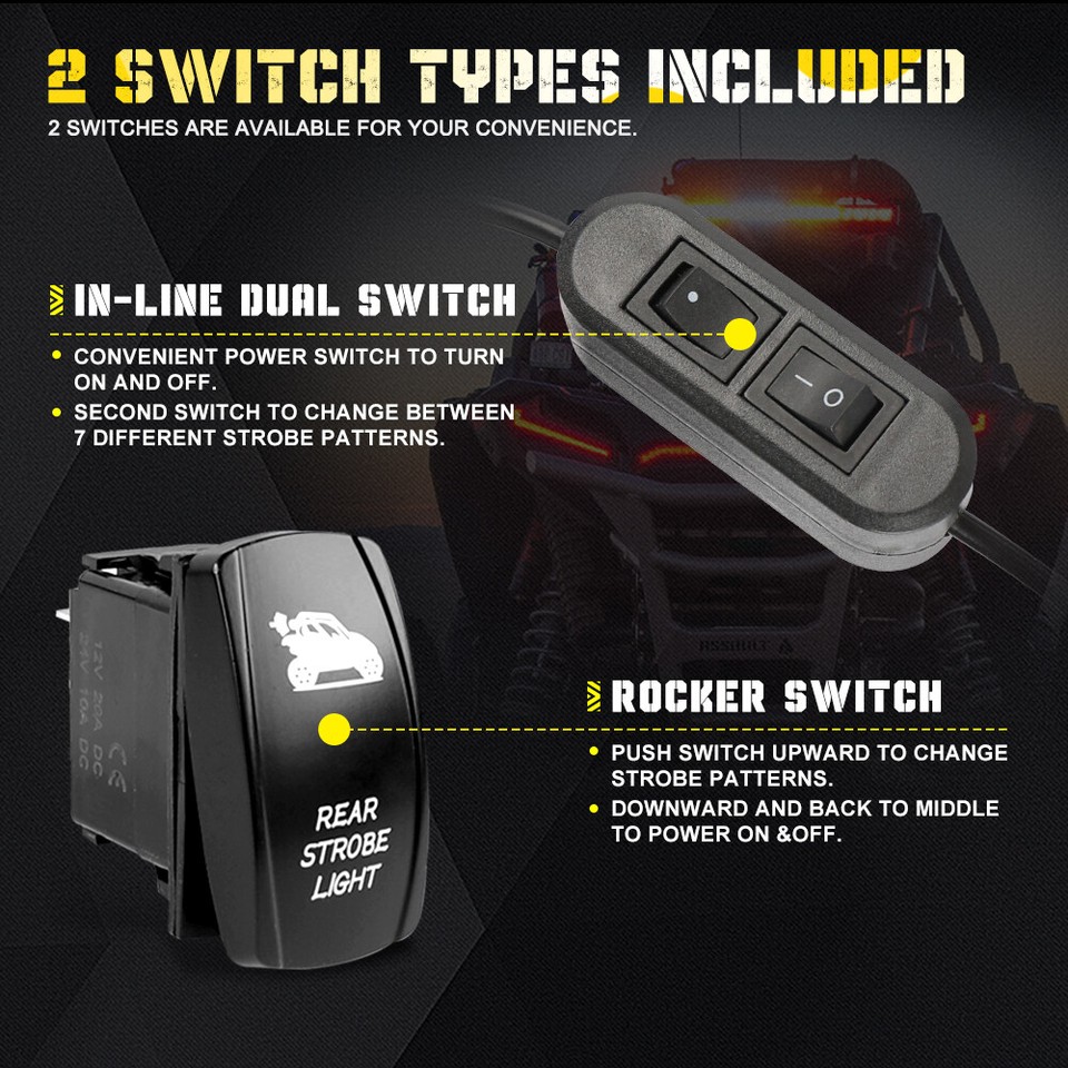 30"inch UTV Rear LED Chase Light Bar Reverse For 2020-2025 Polaris RZR ...