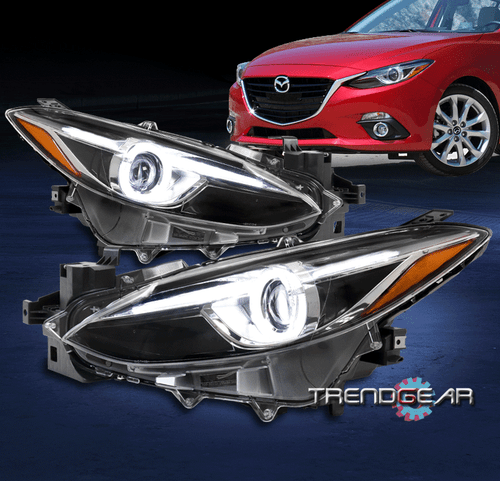 For 2014-2016 Mazda 3 Halo LED Tube Halogen Projector Headlights ...