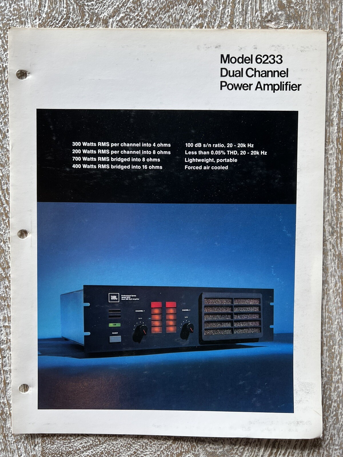 Vintage Original JBL Model 6233 Dual Chanel Amplifier Brochure manual ...