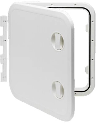Access Hatches 515mm x 460mm White with Removable and Fixed Hinge Boat ...