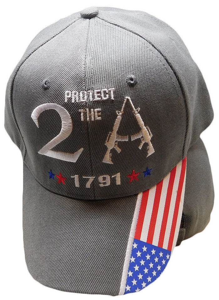 Protect The 2A 2nd Amendment 1791 USA Flag Bill Embroidered Grey Gray ...
