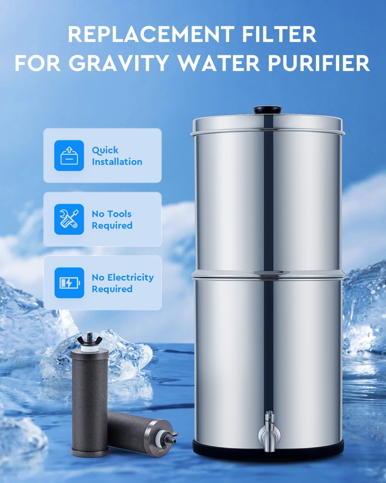 CO-Z 2.25 Gallons Gravity-Fed Water Filter System & Water Filter ...