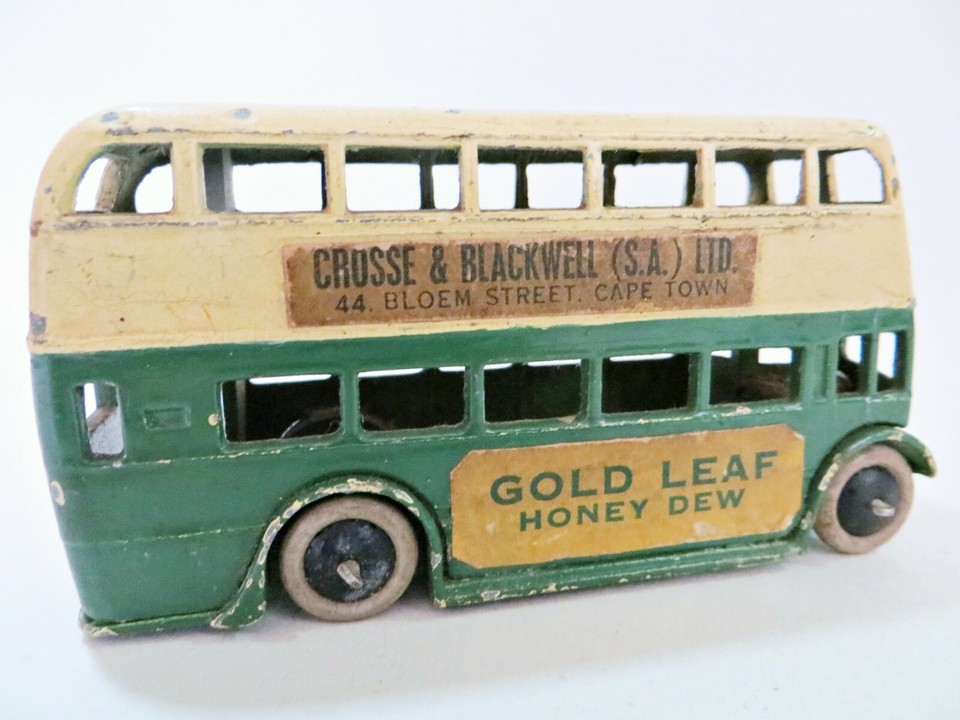 DINKY 29c 'AEC STL DOUBLE DECK BUS. GREEN/CREAM. VINTAGE. SMOOTH HUBS ...