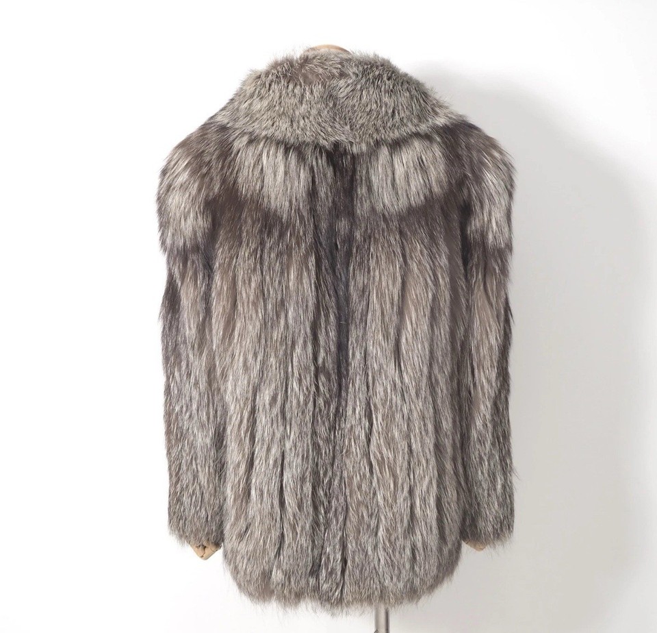 Vintage Saga Fox Gold Label Silver Fox Fur Coat - S | eBay