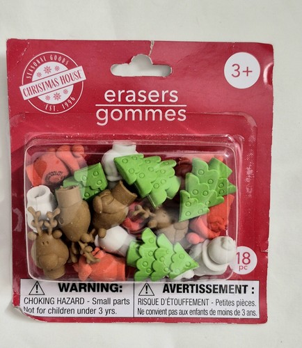 Christmas House 18 Count Holiday Pencil Erasers Student Teacher Gift ...