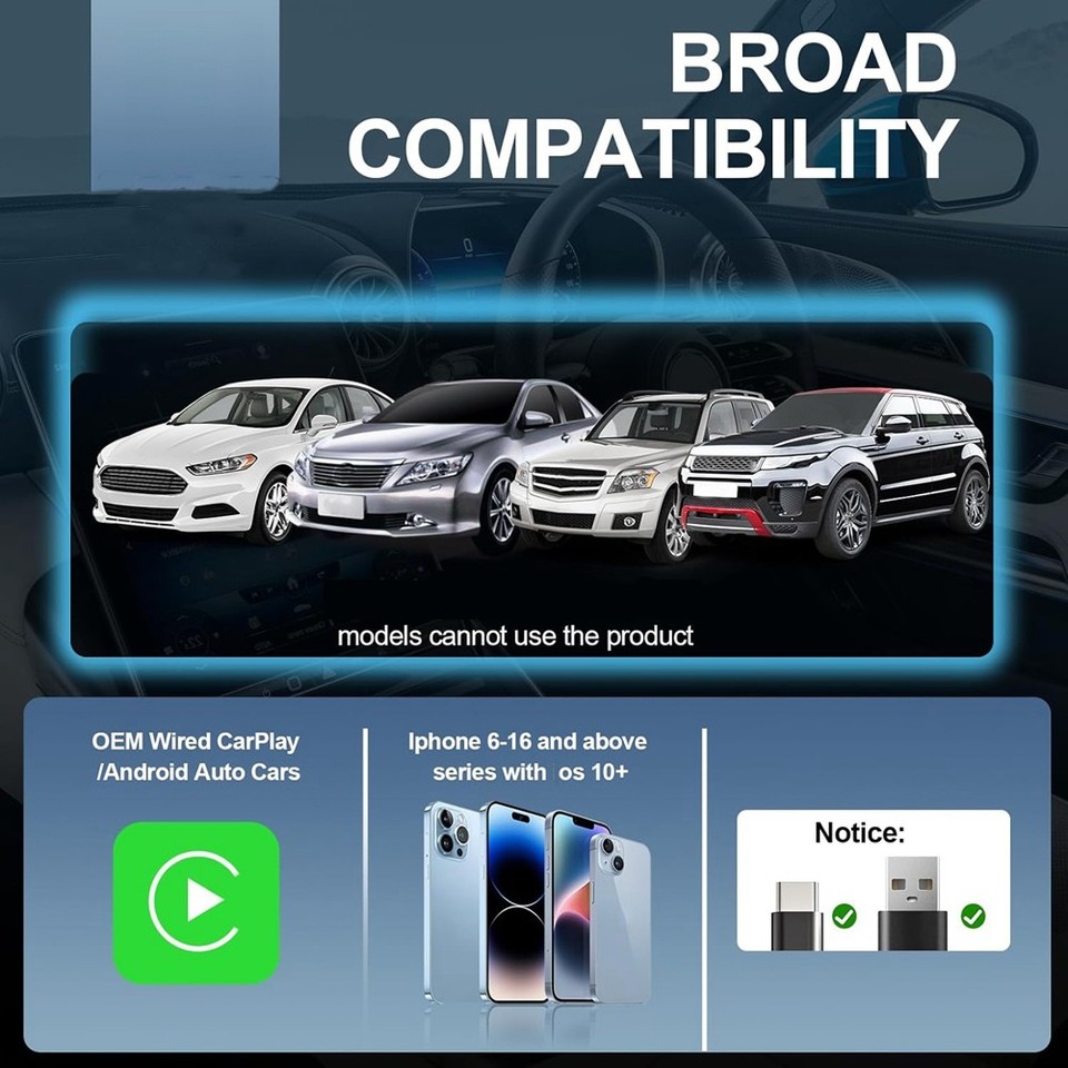 CarPlay Adapter for , Wired to Carplay Adapter Ai Box Plug & Play ...