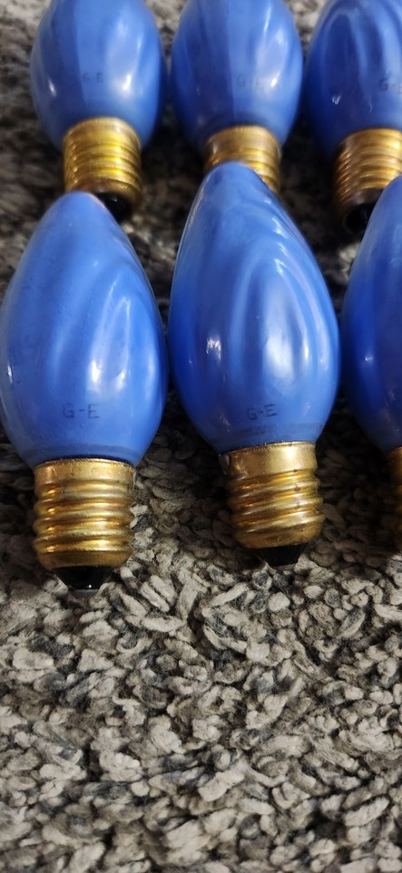 10 Vintage GE Blue Swirl Flame C-9 Bulbs Christmas Light All Tested ...