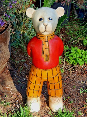 Beautiful Hand Carved Wooden Rupert The Bear Figure 18" Tall One Of A ...