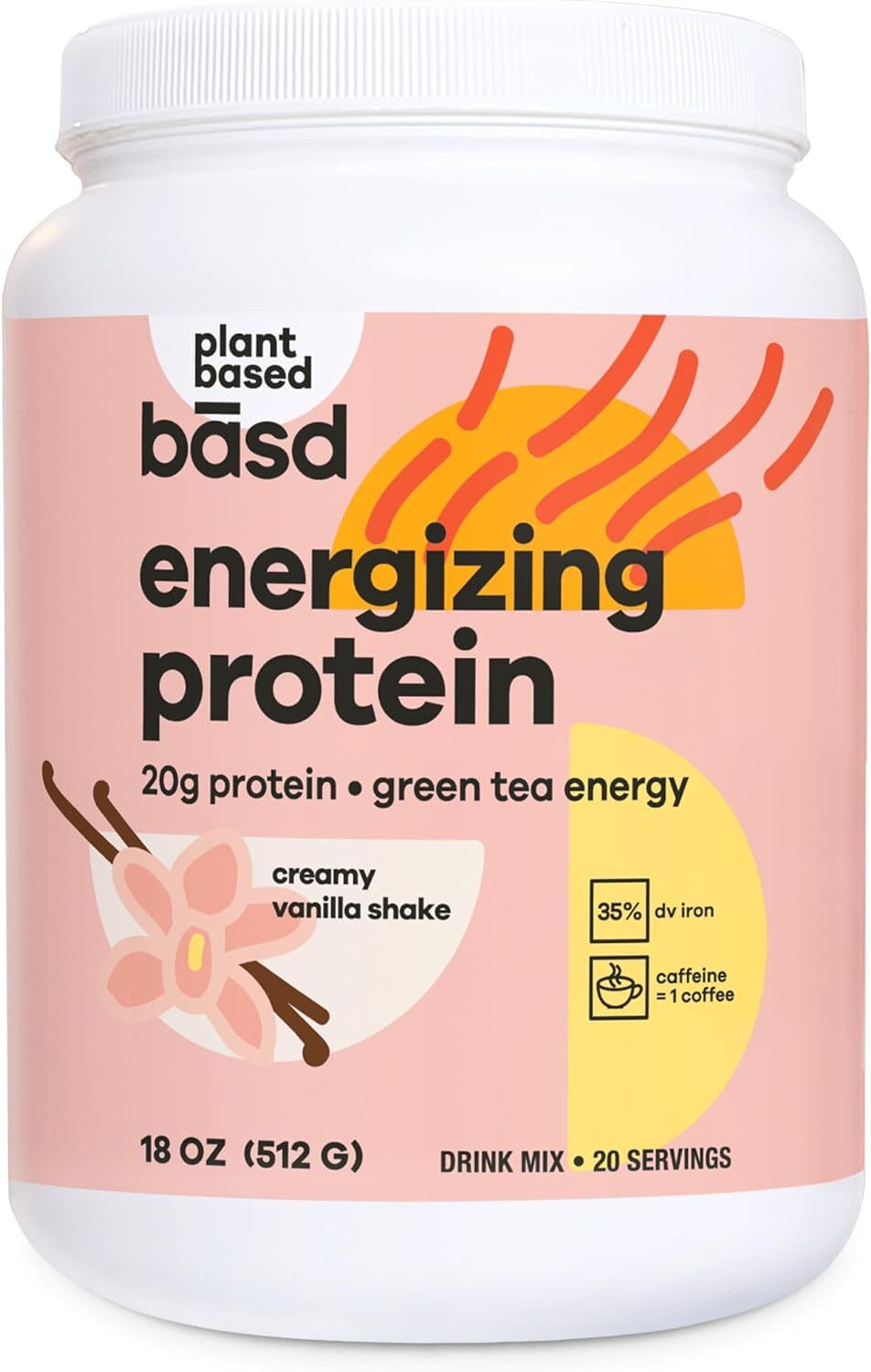 Energizing Protein，Vanilla Shake，Plant-Based Protein&Green Tea Energy ...