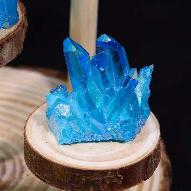 80-100g Aqua Aura Blue Cluster Titanium Geode Quartz Crystal Mineral ...