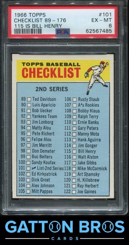 1966 Topps #101 Checklist 89 - 176 115 Is Bill Henry PSA 6 EX-MT | eBay