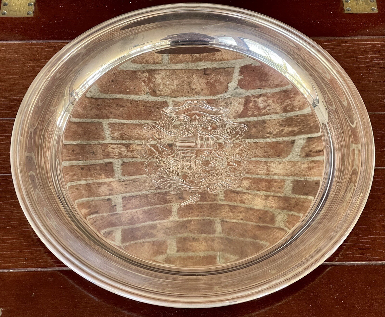 Vintage WEBSTER WILCOX by Oneida - Heraldic Lion Crest Platter 14.5 ...