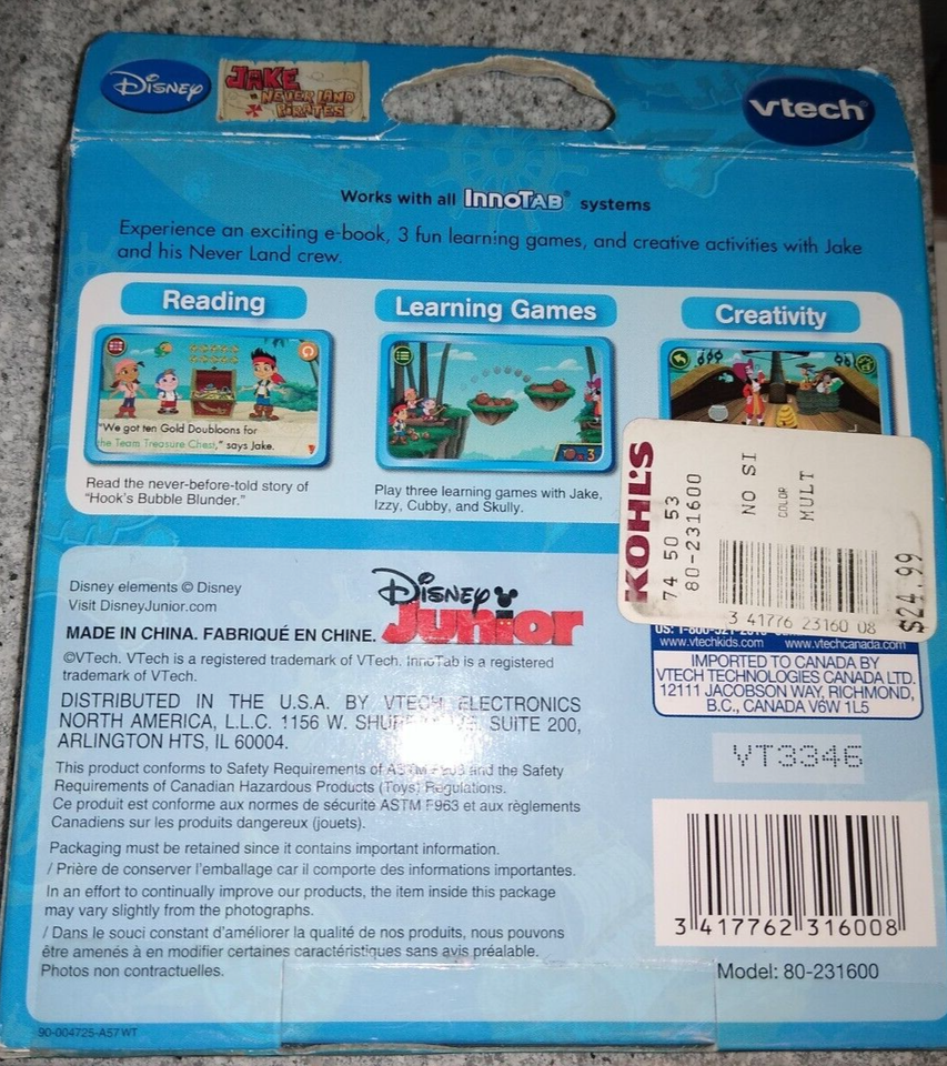 Vtech InnoTab Game Software - Jake and the Never Land Pirates | eBay