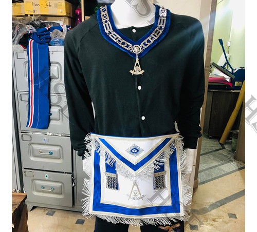 MASONIC REGALIA PAST MASTER APRON BLUE WITH CHAIN COLLAR & JEWEL-HSE | eBay