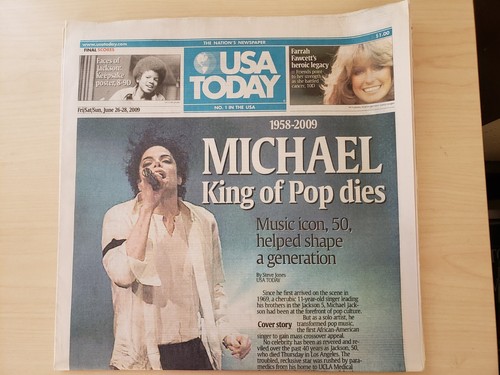 USA TODAY Michael Jackson Death RIP Complete Newspaper June 26, 2009 ...