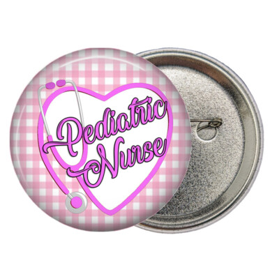 Pediatric Nurse Gingham Print 2 1/4" 58mm Pinback Button Pin Nursing ...