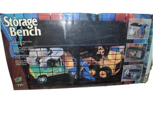 Vintage TCP Household Mesh Wire Storage Bench with Lift Up Padded Seat ...