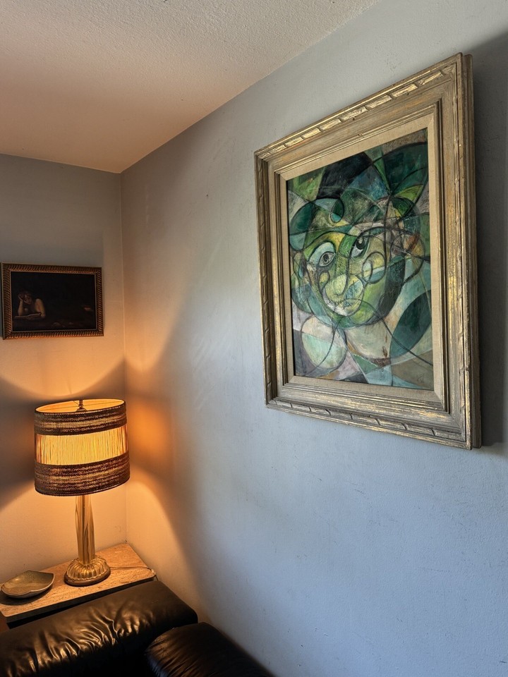 ANTIQUE MODERN ABSTRACT CUBIST OIL PAINTING OLD VINTAGE CUBISM ART ...