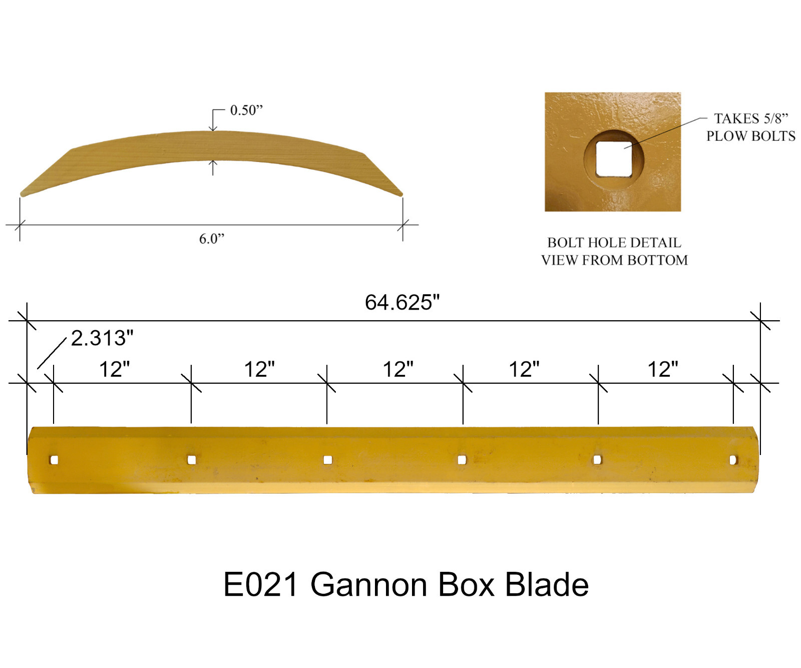 E021 - Scraper Box Blade, fits many Gannon Boxes - 1/2" x 6" x 64.625 ...