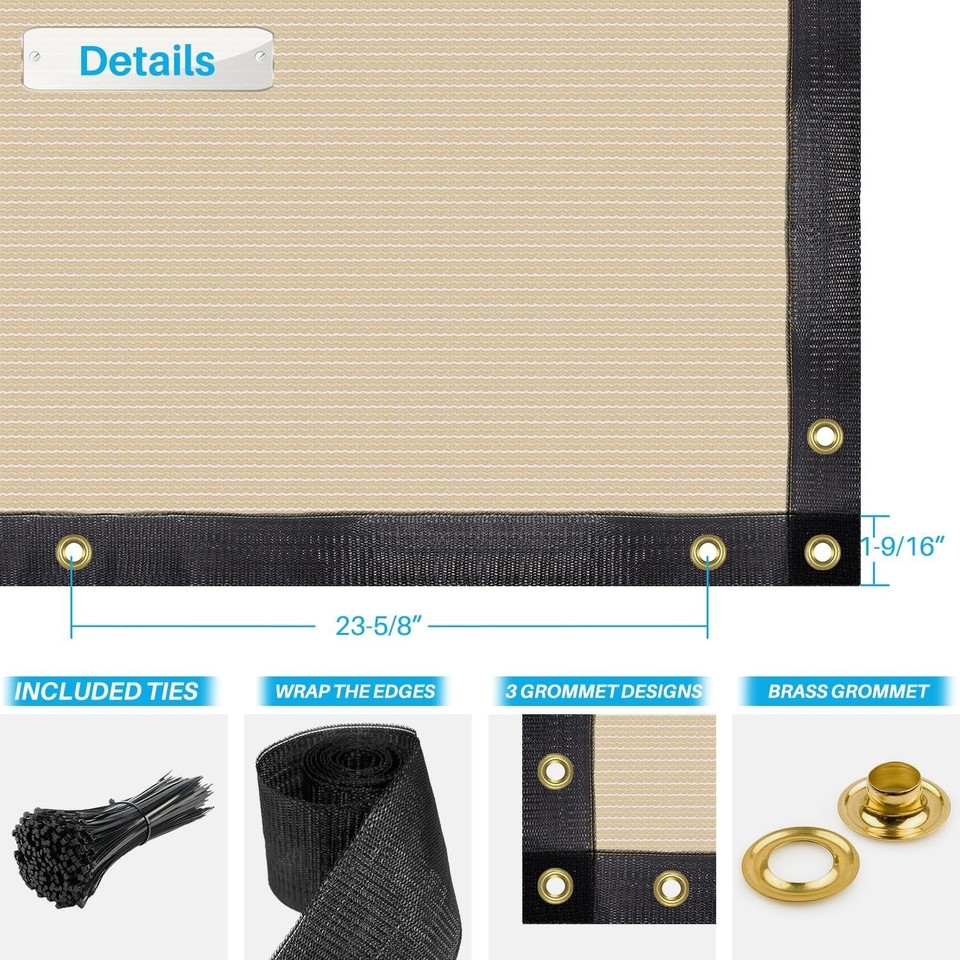 Fence Privacy Screen Beige 50ft Heavy Duty Mesh Shroud UV Block ...
