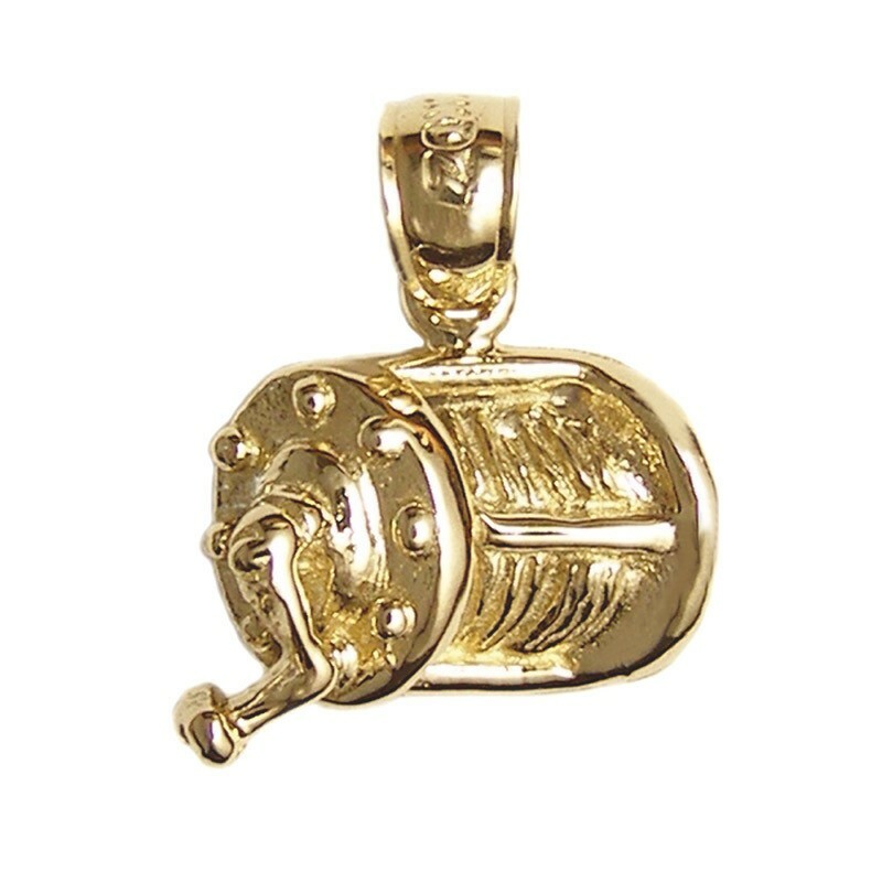 New 14k Yellow Gold Fishing Reel Pendant | eBay